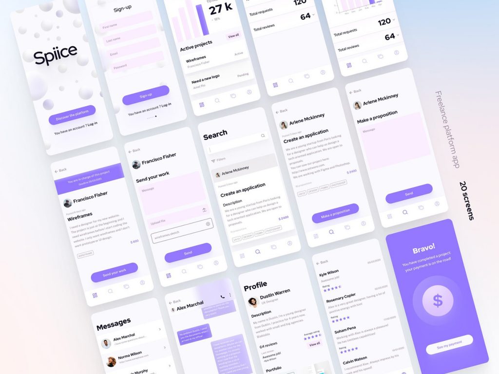 Free Freelance Platform App Figma UI Kit - Figma Template