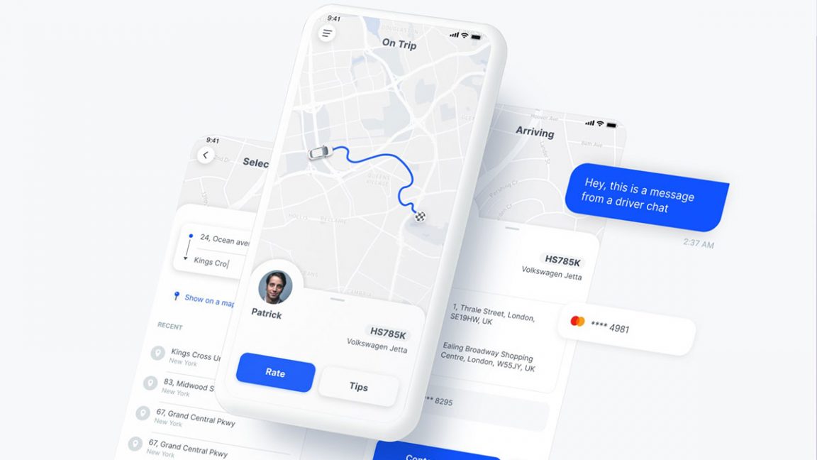 Free Figma Taxi App UI Kits - Free Figma Template
