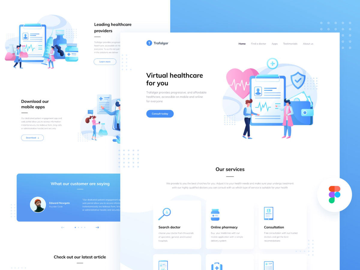 Free Healthcare Startup Landing Page Figma Free Figma Template