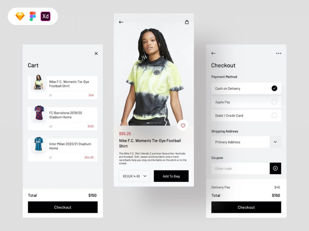 Free Jersey Shop Figma Mobile App UI Kit - Figma Template
