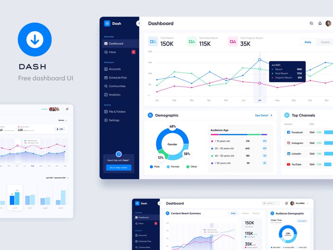 Dash – Figma Free Dashboard Template - Figma Template