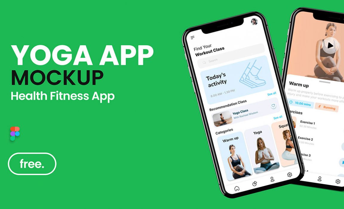 Free Health Fitness Yoga Workout App Figma Template - Free Figma Template