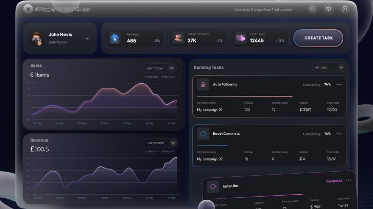Free Figma Dashboard UI Template Freebie - Free Figma Template