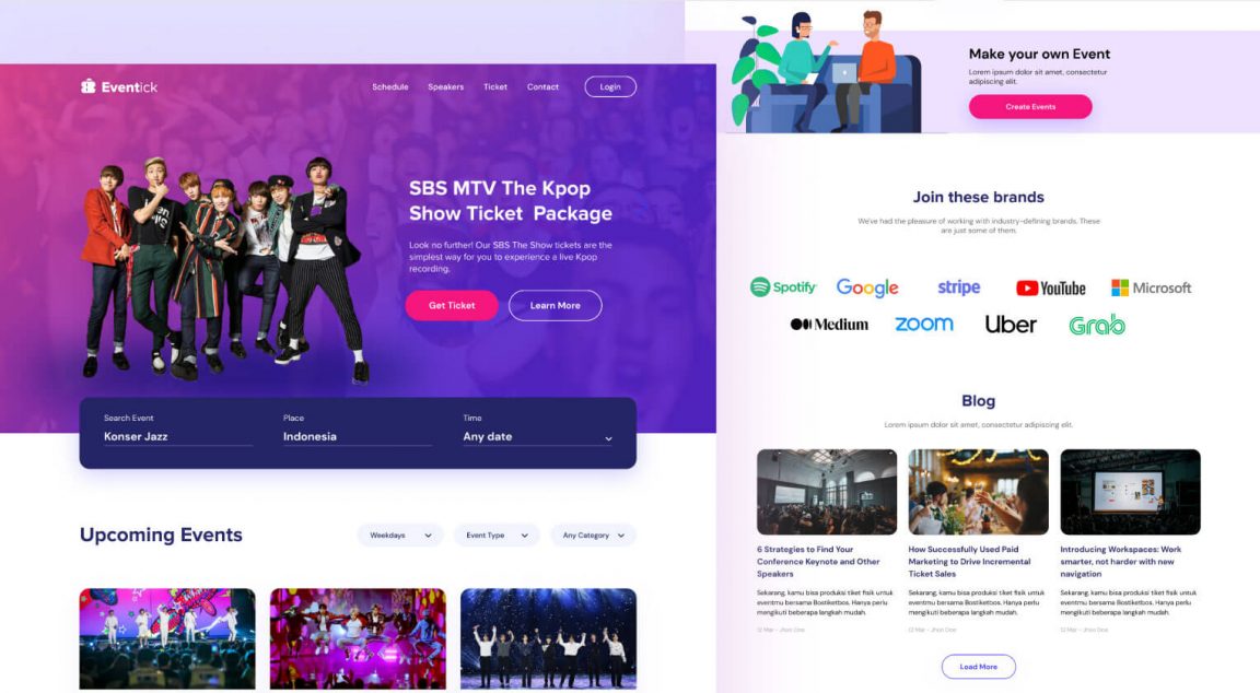 Free Tickets Selling Website Template For Figma - Figma Template