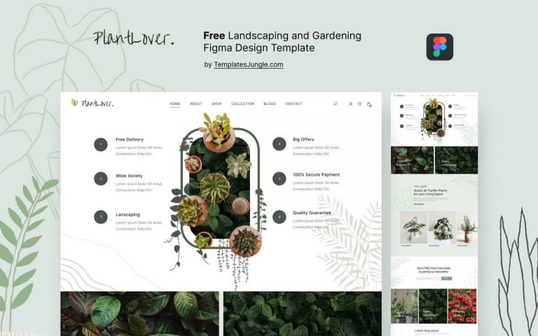 Free Landscaping and Gardening Figma Website Design Template - UiKitFree