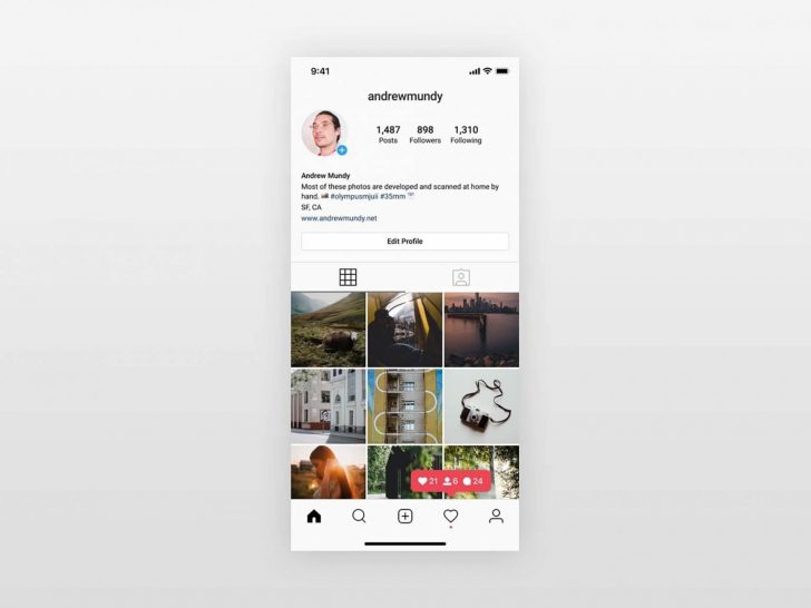 Free Instagram UI Profile Mockup Figma - Figma Template