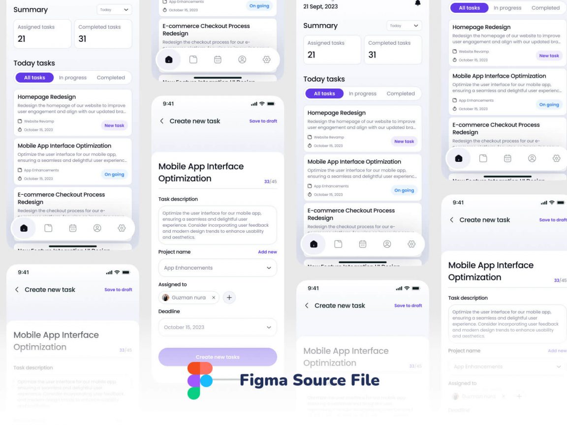 Free Figma Task Management App UI (Bertugas) - Figma Template
