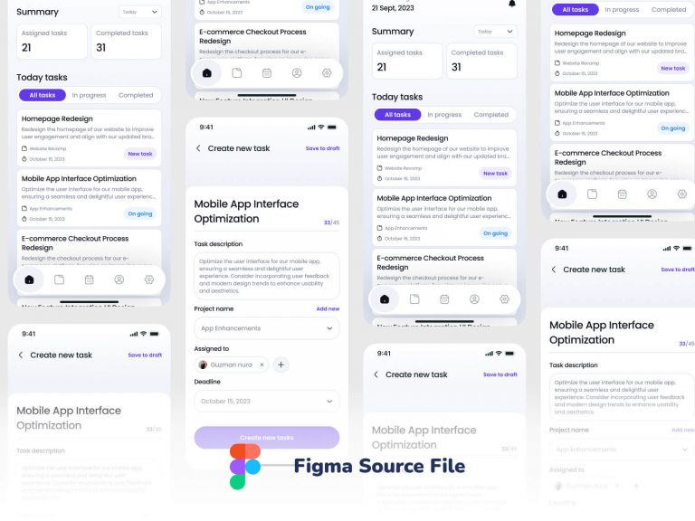 Free Figma Task Management App UI (Bertugas) - Figma Template