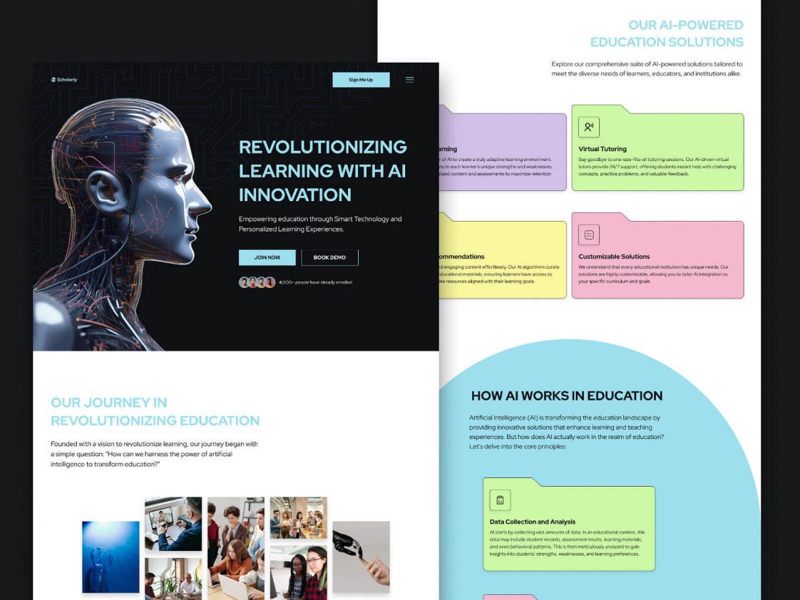Free AI-Assisted Education Platform Landing Page (Scholarly) - Figma ...