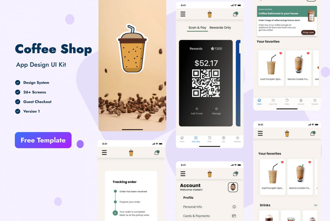 Free Coffee Shop App UI Figma Design - Free Figma Template