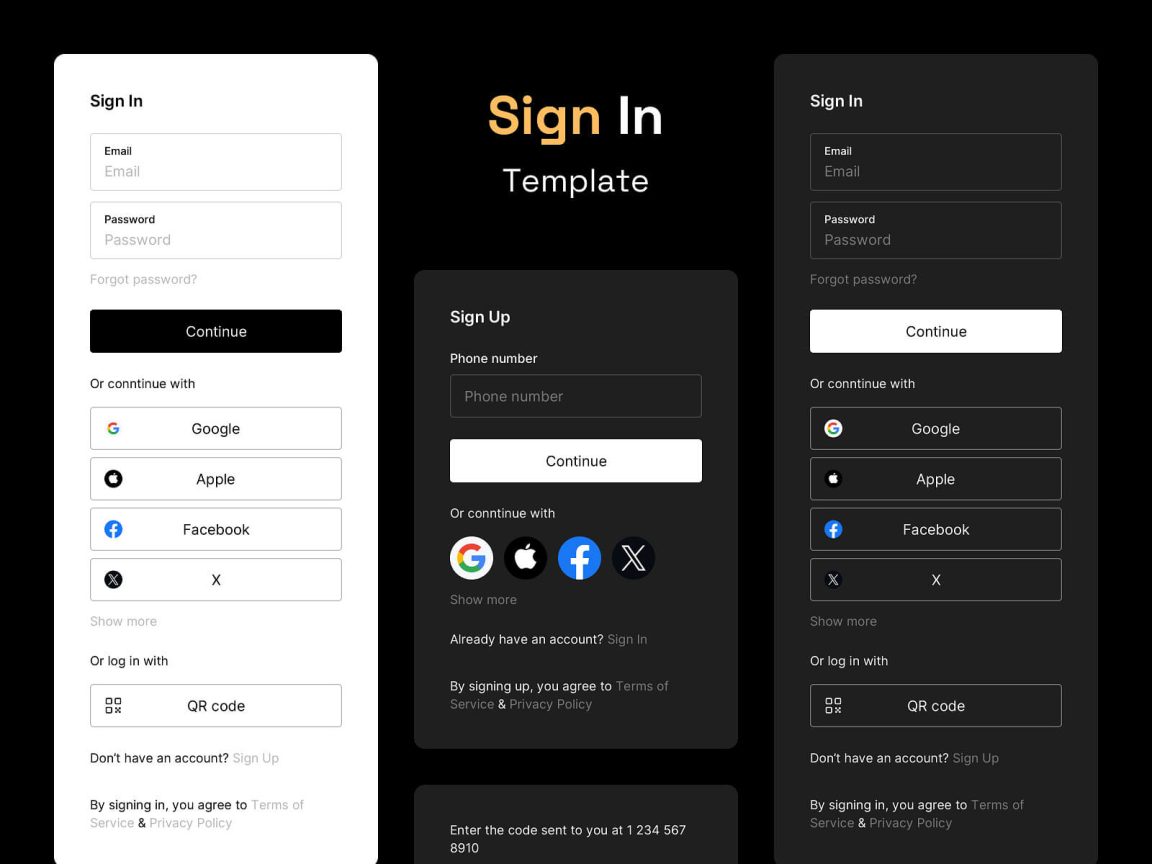 Free Sign In Screens UI Design Figma Template - Free Figma Template